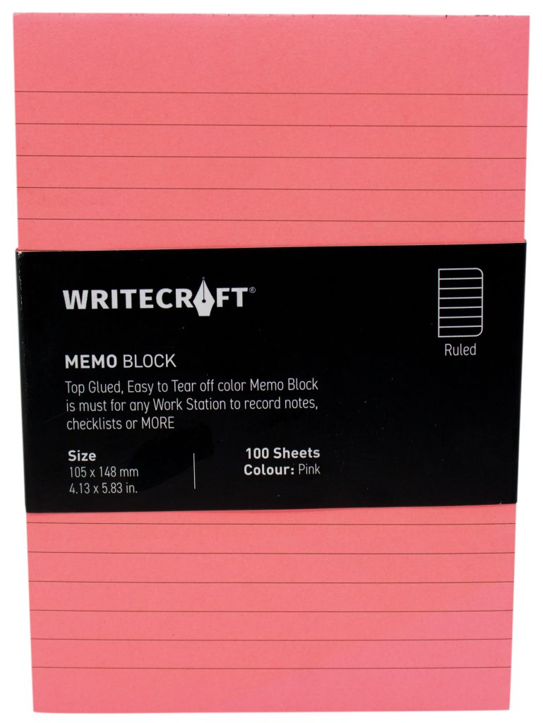 WriteCraft Coloured Memo Block | Uncoated Colour | Use for Any Work ...
