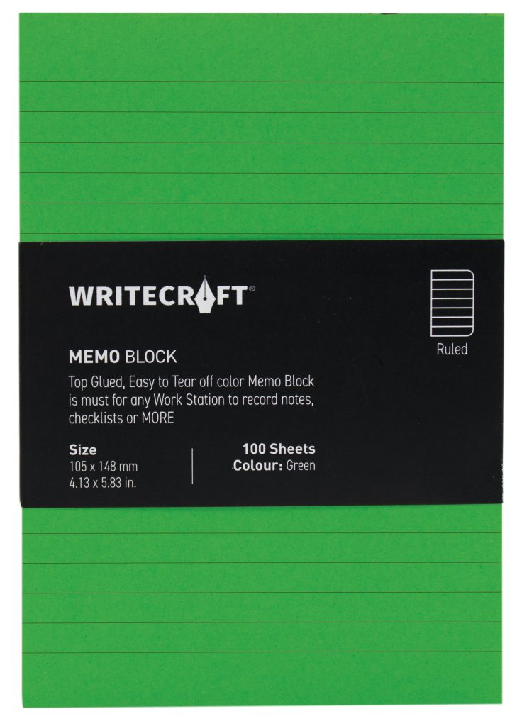 WriteCraft Coloured Memo Block | Uncoated Colour | Use for Any Work ...
